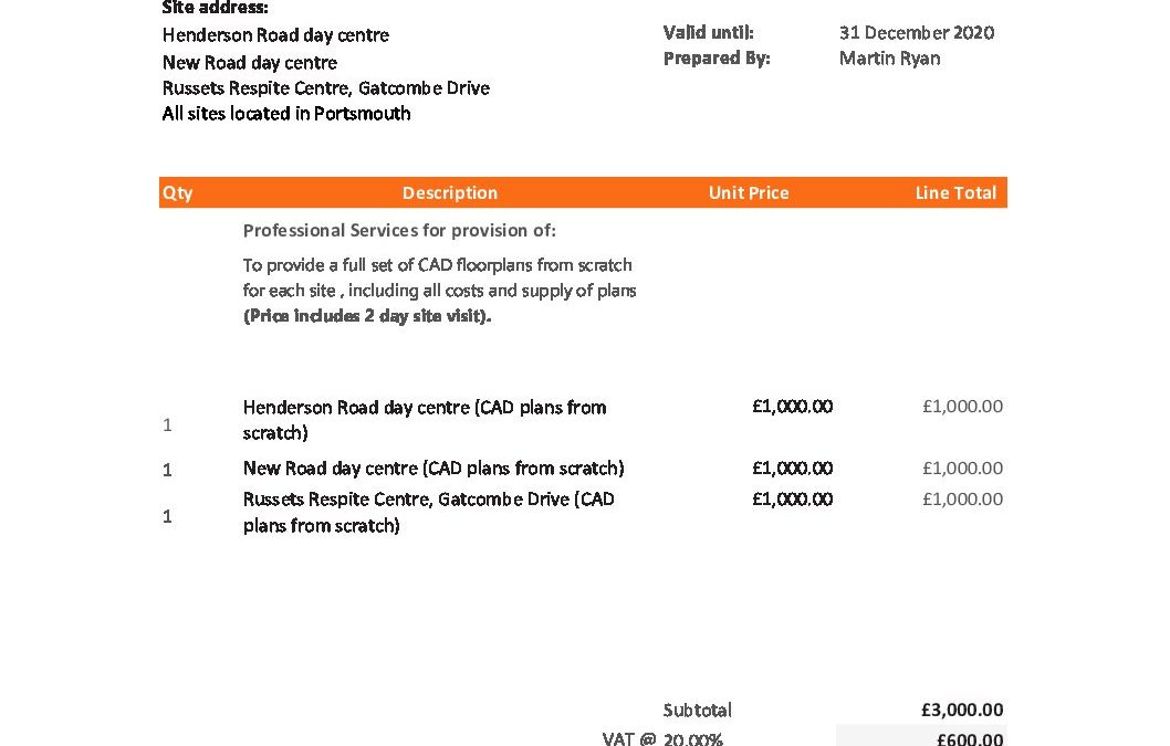 Quotation – CAD plans (Portsmouth) – MGR202009 | MGR Fire and ...